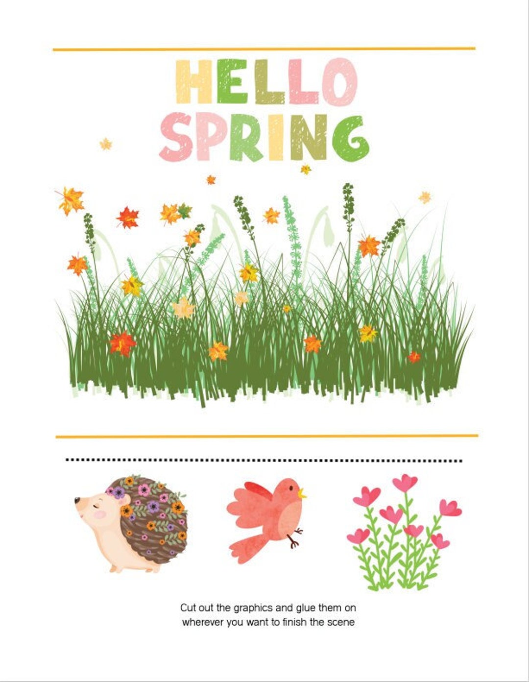 Complete the Scene Spring! Cut, Paste, and Color Art Activity for Kids ...