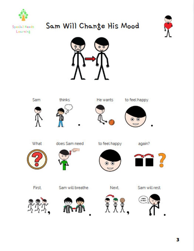 Rebus Book About Feeling Sad! Read With Picture Support for Visual ...