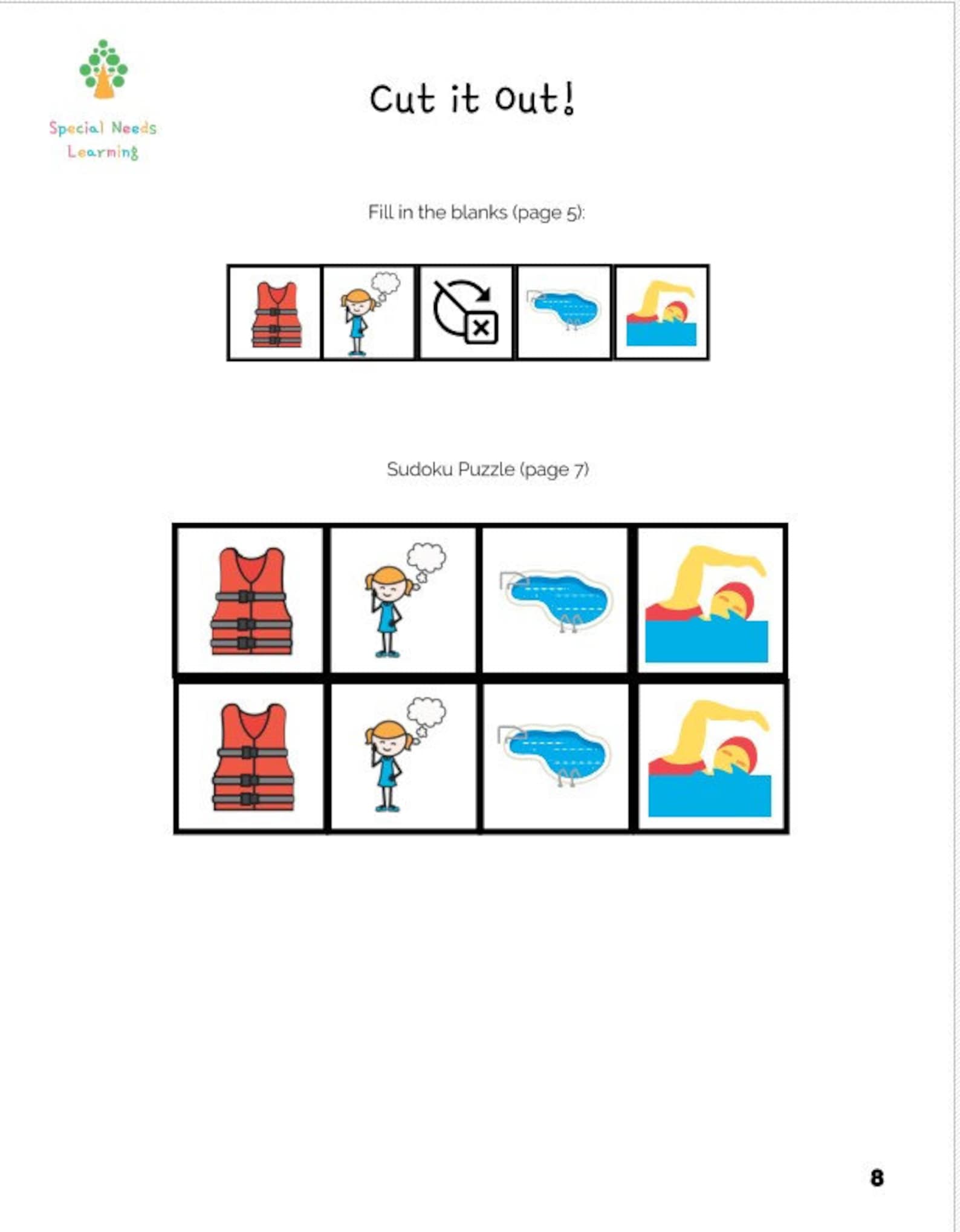 Swimming With Life Vest and Learn to Swim Rebus Social Story PDF ...