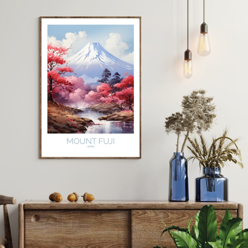 Mt. Fuji Wall Art, Mount Fuji Wall Art, Mountain Landscape Poster, Japan Wall Art, Japanese MT ...