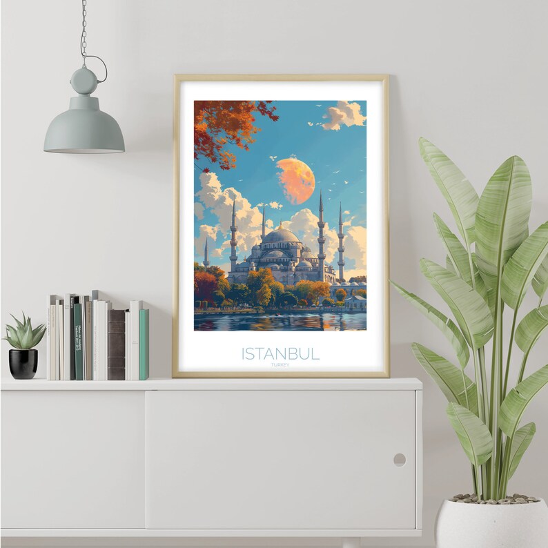 Istanbul Poster, Turkey Souvenir, Travel Print, Beautiful Scenery Art ...
