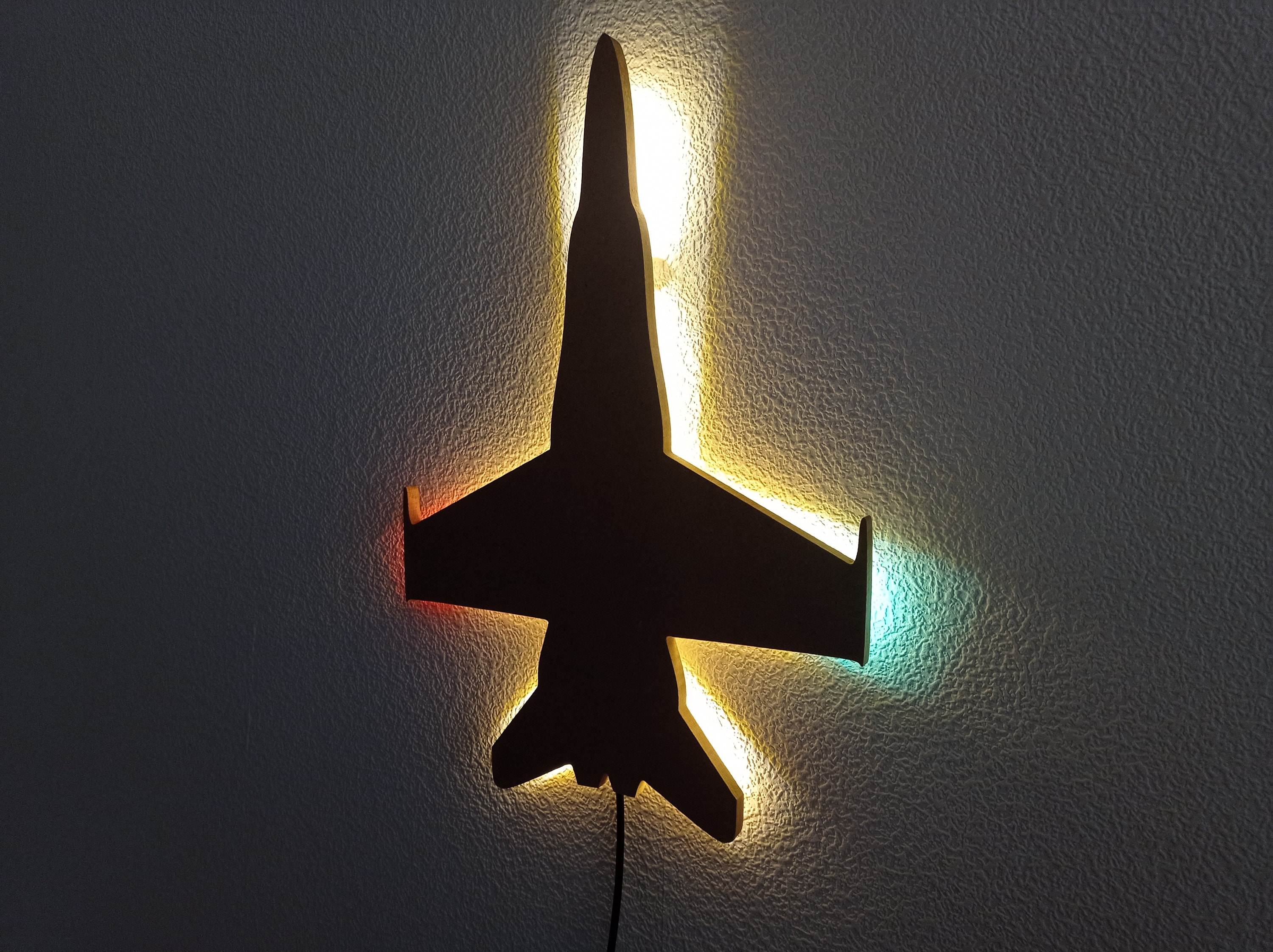 F18 Hornet Jet Fighter Plane LED MDF Mural, Lighting Deco, Night Light ...