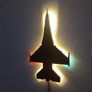 F16 Fighting Falcon Viper - Jet Fighter Plane LED Wood Wall Picture ...