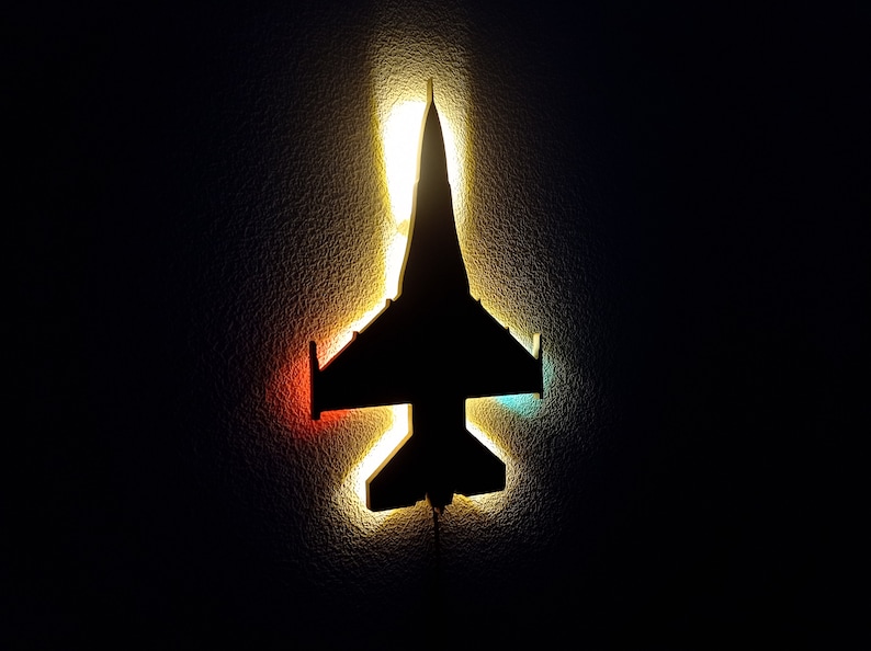 F16 Fighting Falcon Viper - Jet Fighter Plane LED Wood Wall Picture ...