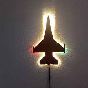 F16 Fighting Falcon Viper - Jet Fighter Plane LED Wood Wall Picture ...
