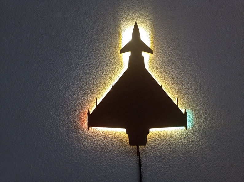 Eurofighter Typhoon - Jet Fighter Plane LED Wood Mural Lighting ...