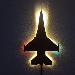 F16 Fighting Falcon Viper - Jet Fighter Plane LED Wood Wall Picture ...