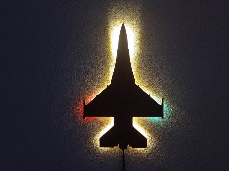 F16 Fighting Falcon Viper - Jet Fighter Plane LED Wood Wall Picture ...