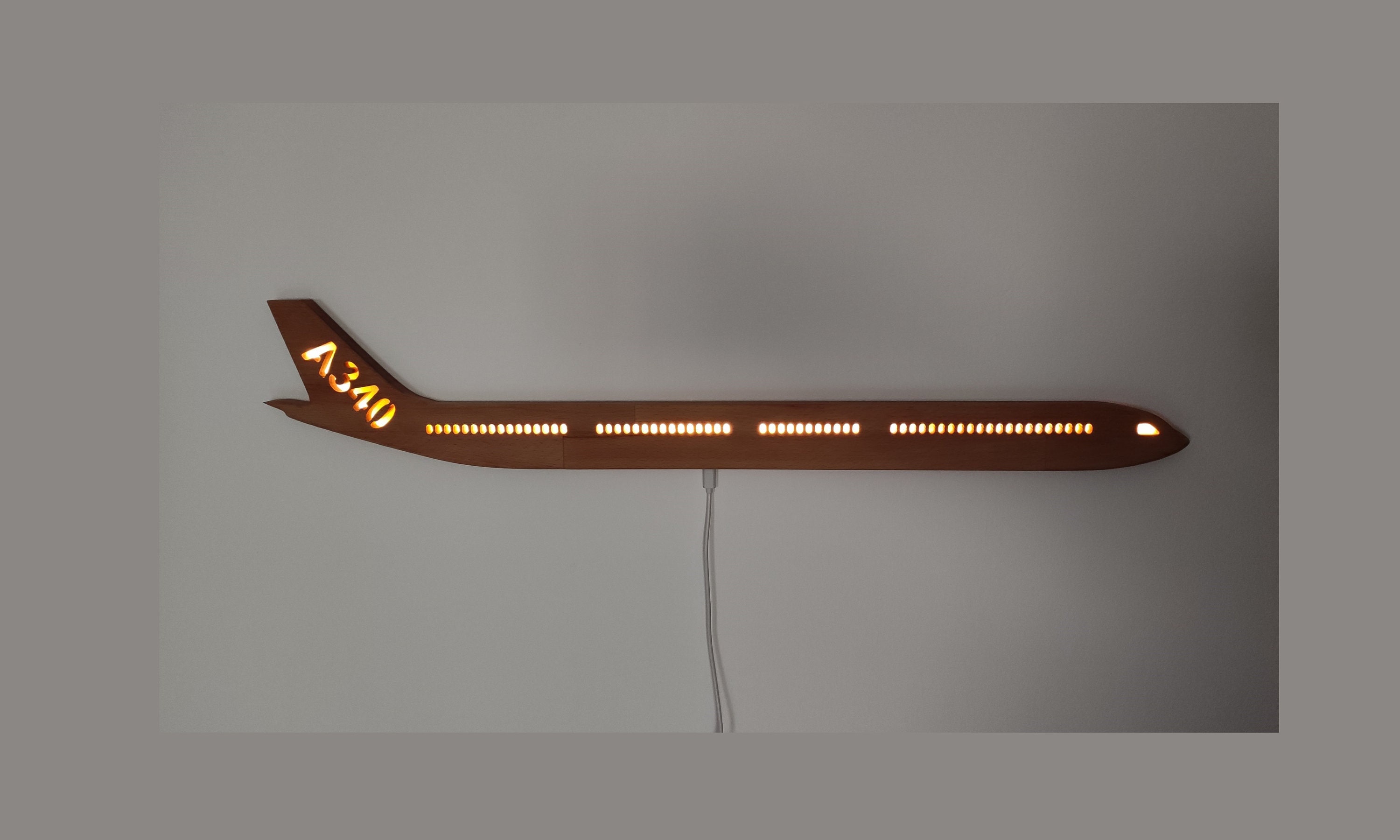 Airbus A340 XXL A346 A340-600 Airplane Airliner 1:97 LED Wood Mural ...