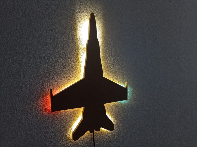 F18 Hornet Jet Fighter Plane LED MDF Mural, Lighting Deco, Night Light ...