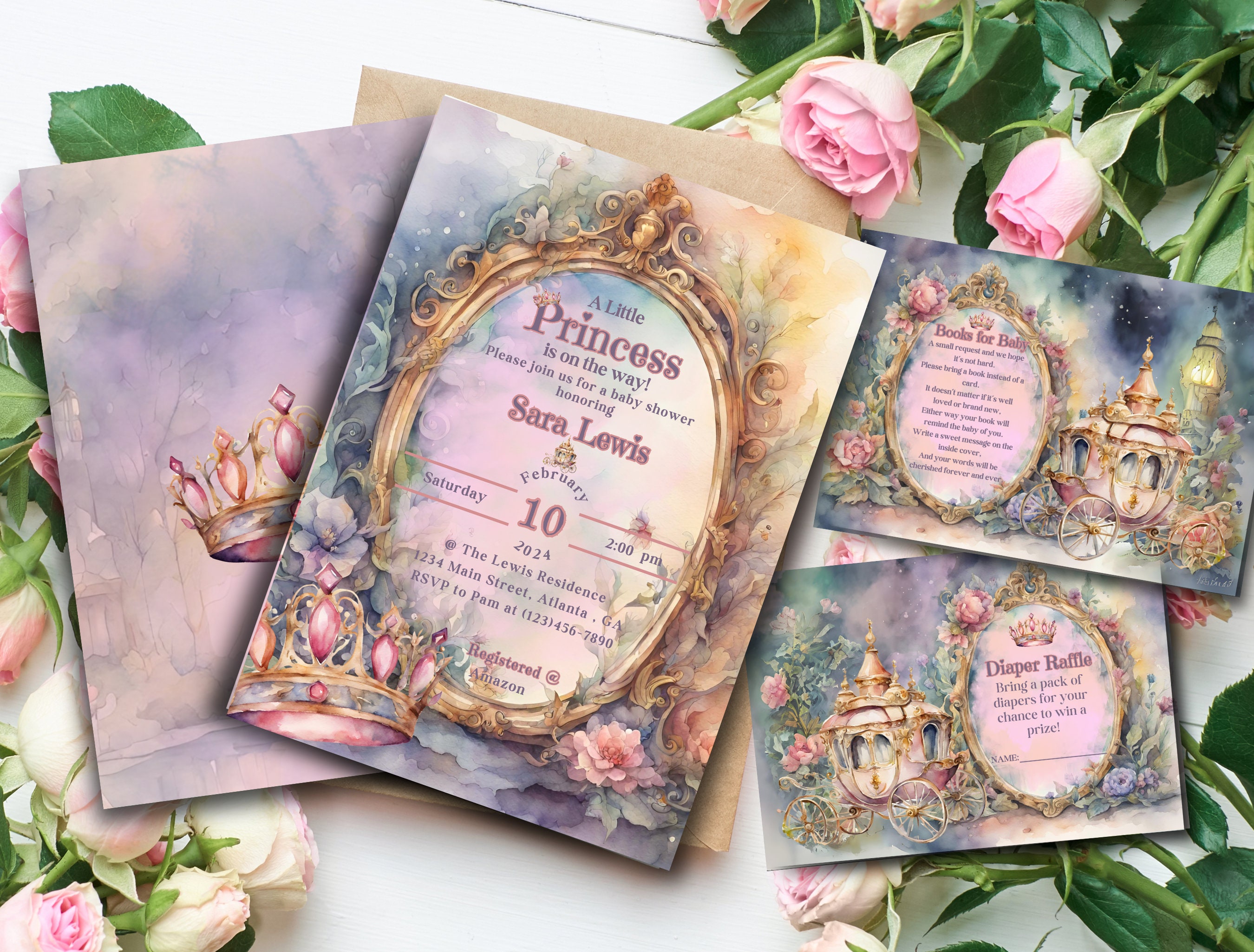 A Little Princess Invitation Bundle, Princess Invite Bundle, Princess ...