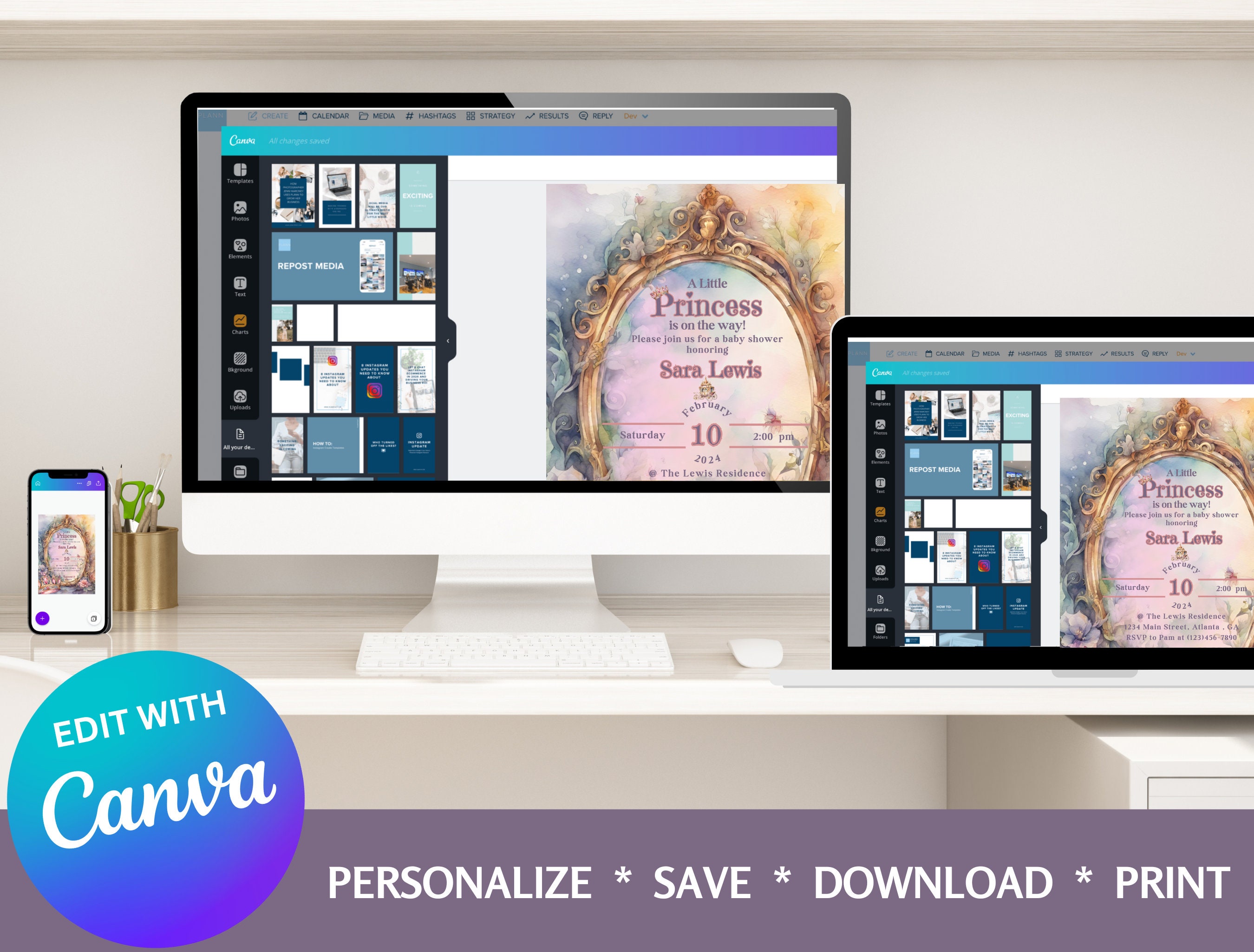 A Little Princess Invitation Bundle, Princess Invite Bundle, Princess ...