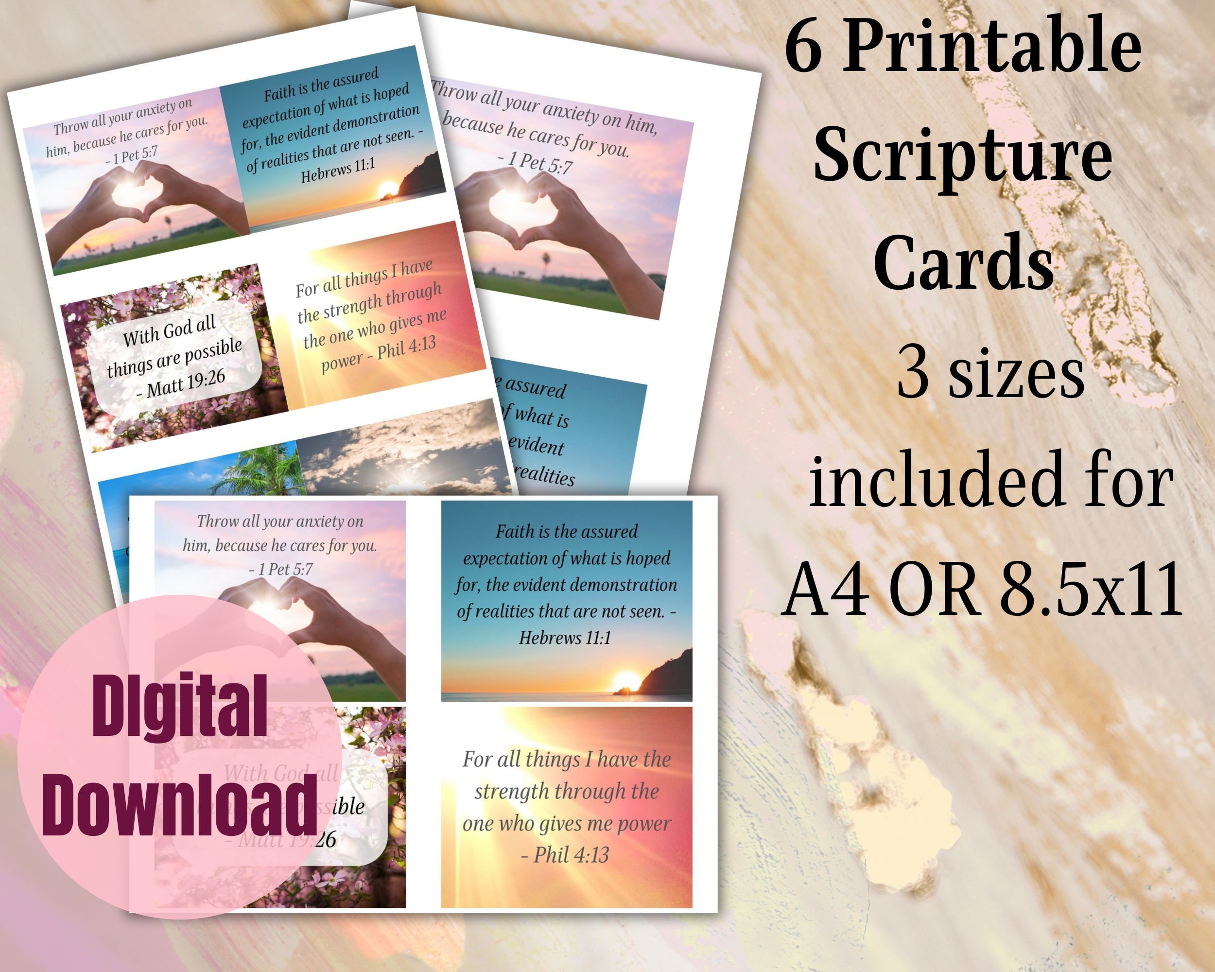 Printable Scripture Cards, Christian Encouragement Notes, Bible Memory ...