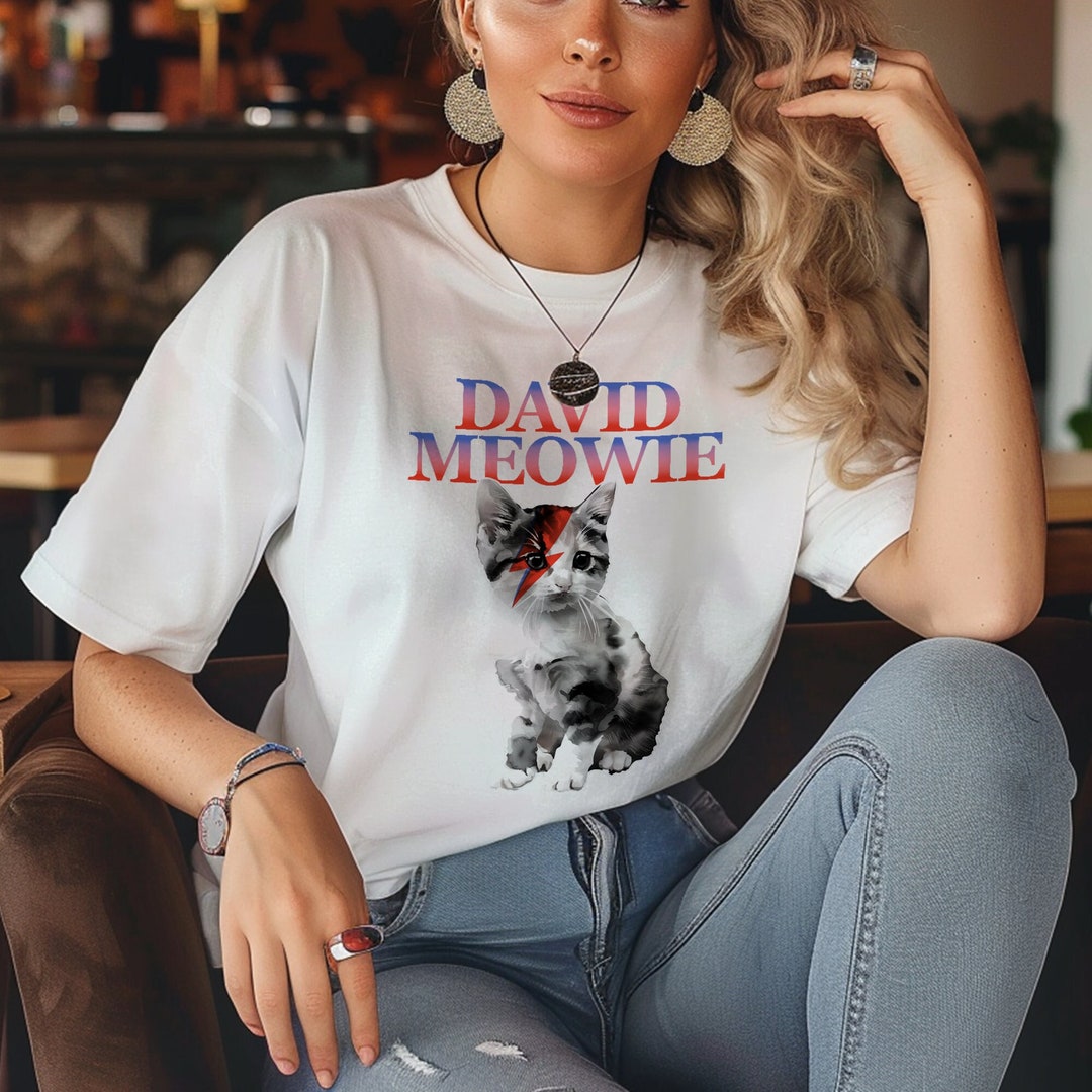 David Meowie Cat T-shirt: Funny Bowie Rock and Roll Tee - Etsy