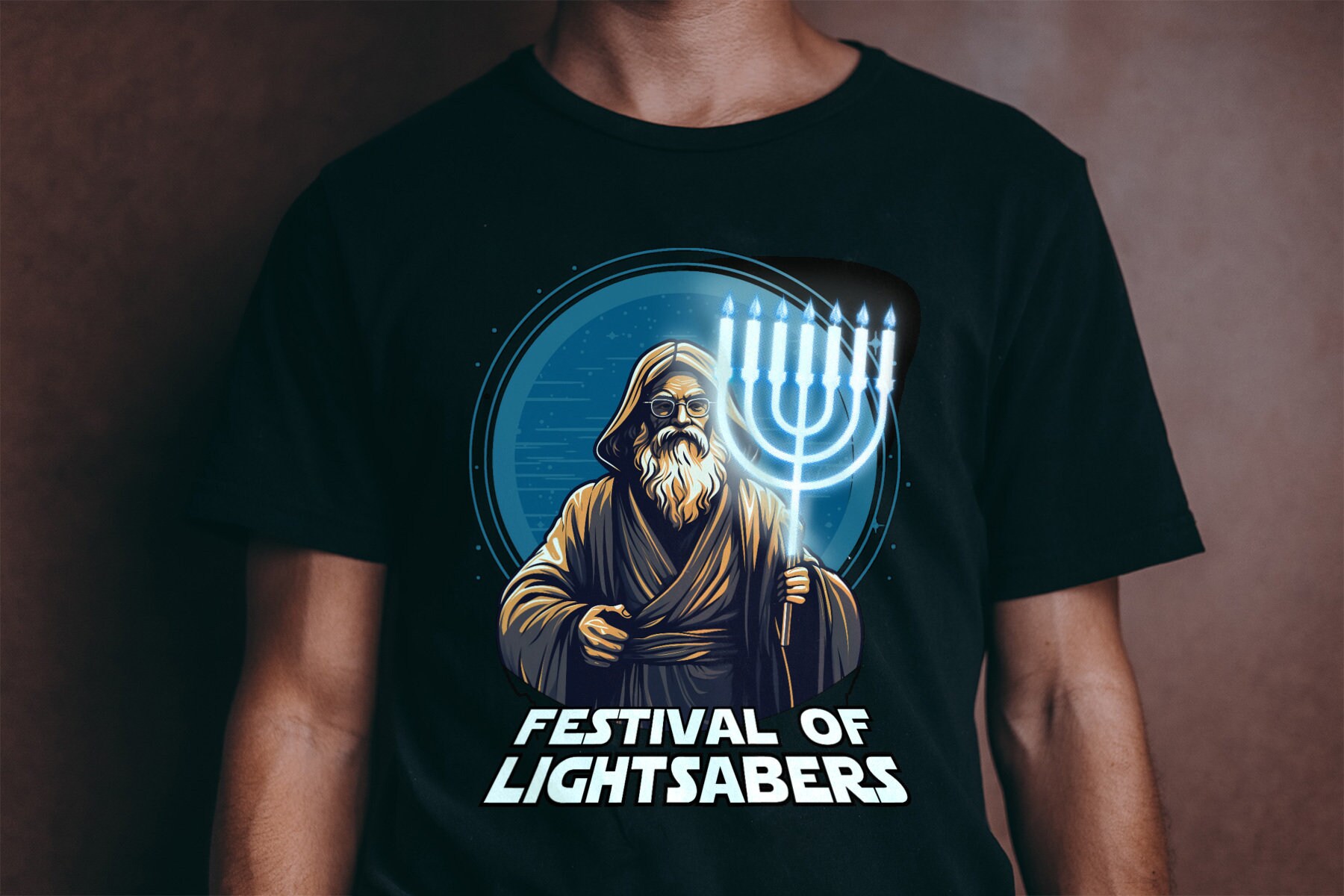 Festival of Lightsabers Tee Jewish Star Wars Inspired Tee Hanukkah ...