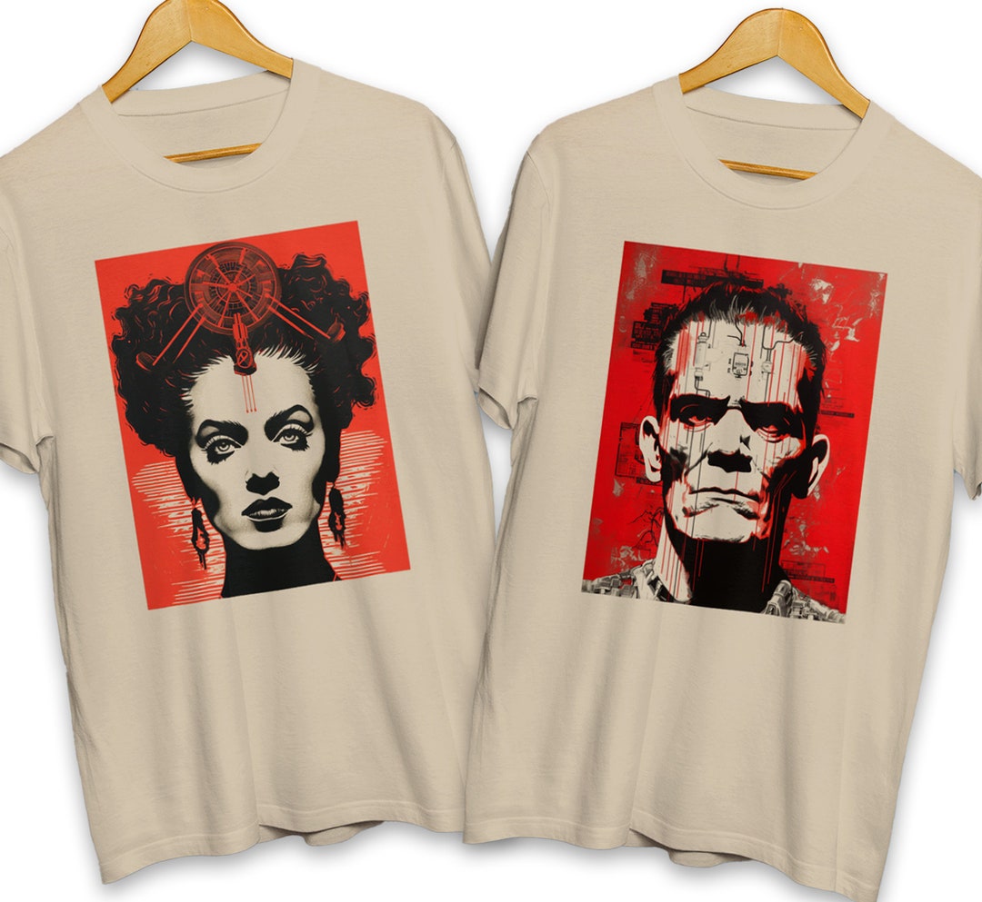 Frankenstein and Bride of Frankenstein Matching Halloween Tees - Etsy
