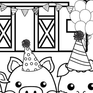 Farm Birthday Coloring Card - Etsy