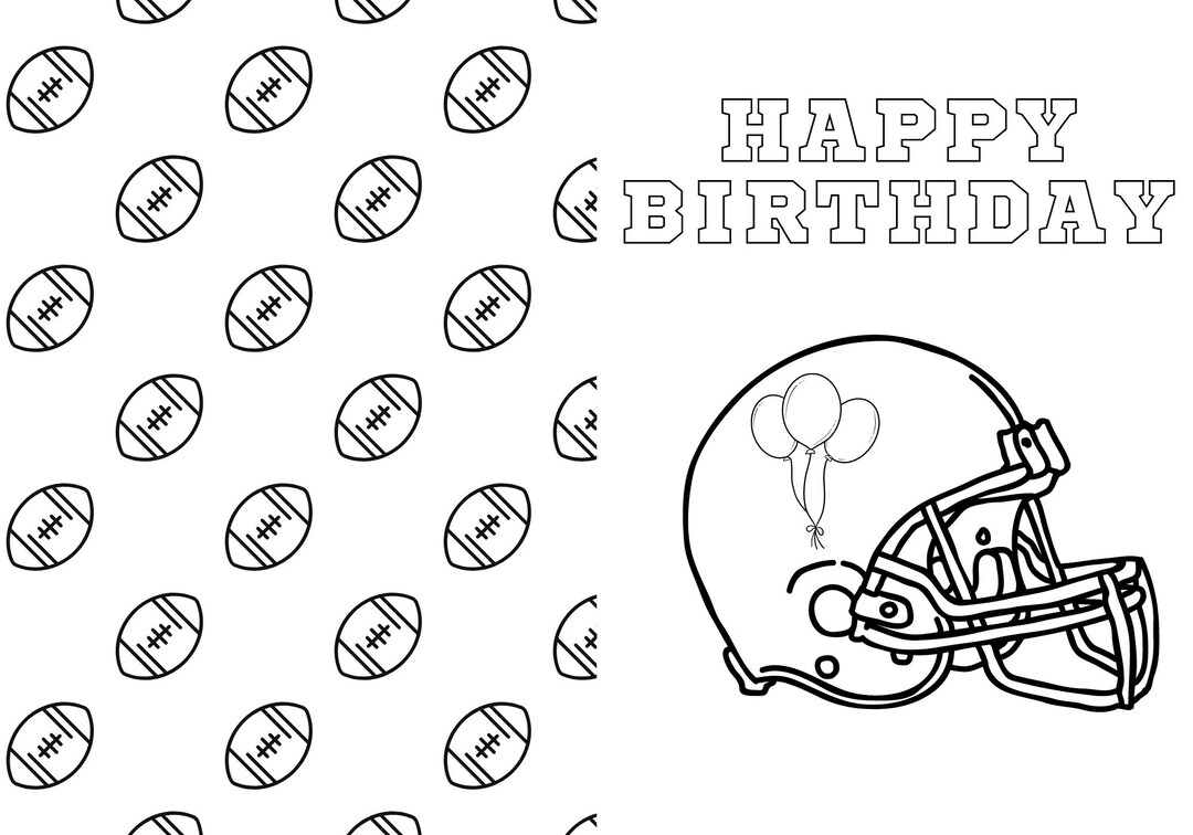 Football Birthday Coloring Card - Etsy