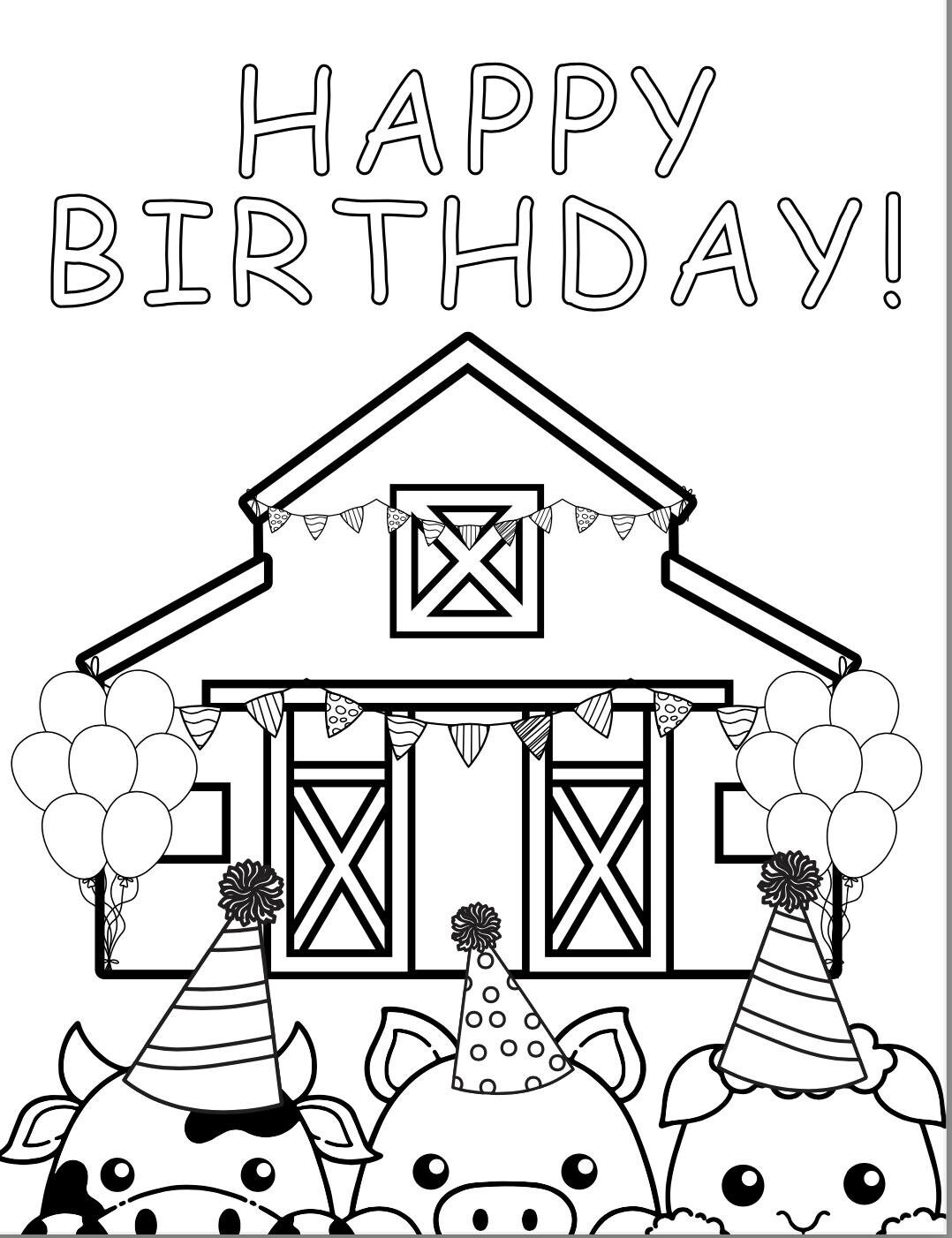 Farm Birthday Coloring Card - Etsy