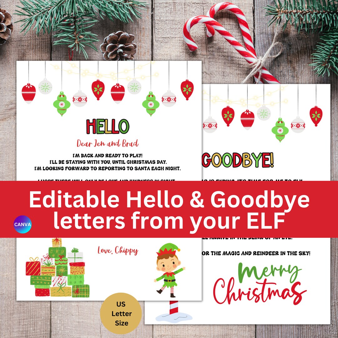 Editable Elf Arrival Letter Goodbye Elf Letter Hello From Your Elf ...
