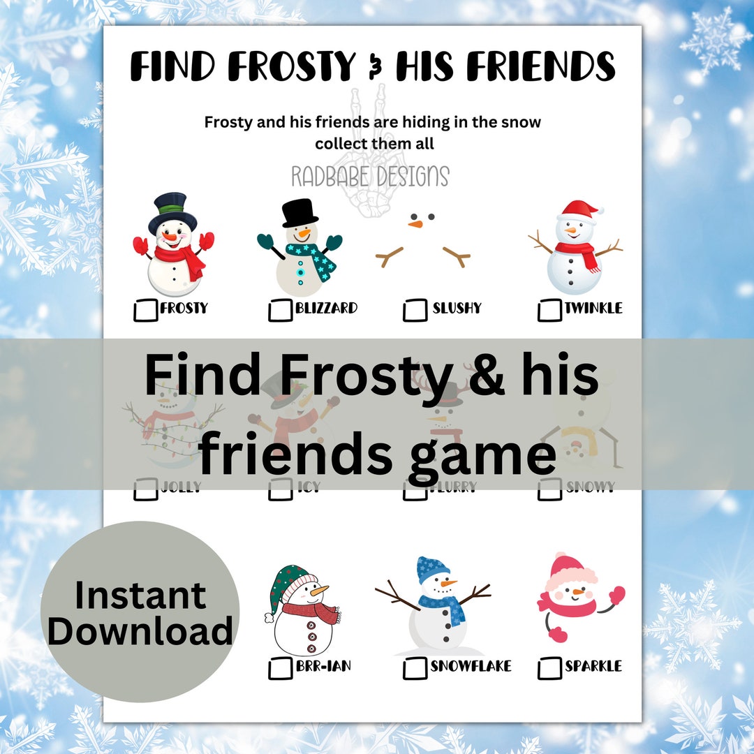 Snowmen Scavenger Hunt Find Frosty and His Friends Snow Day Activity ...