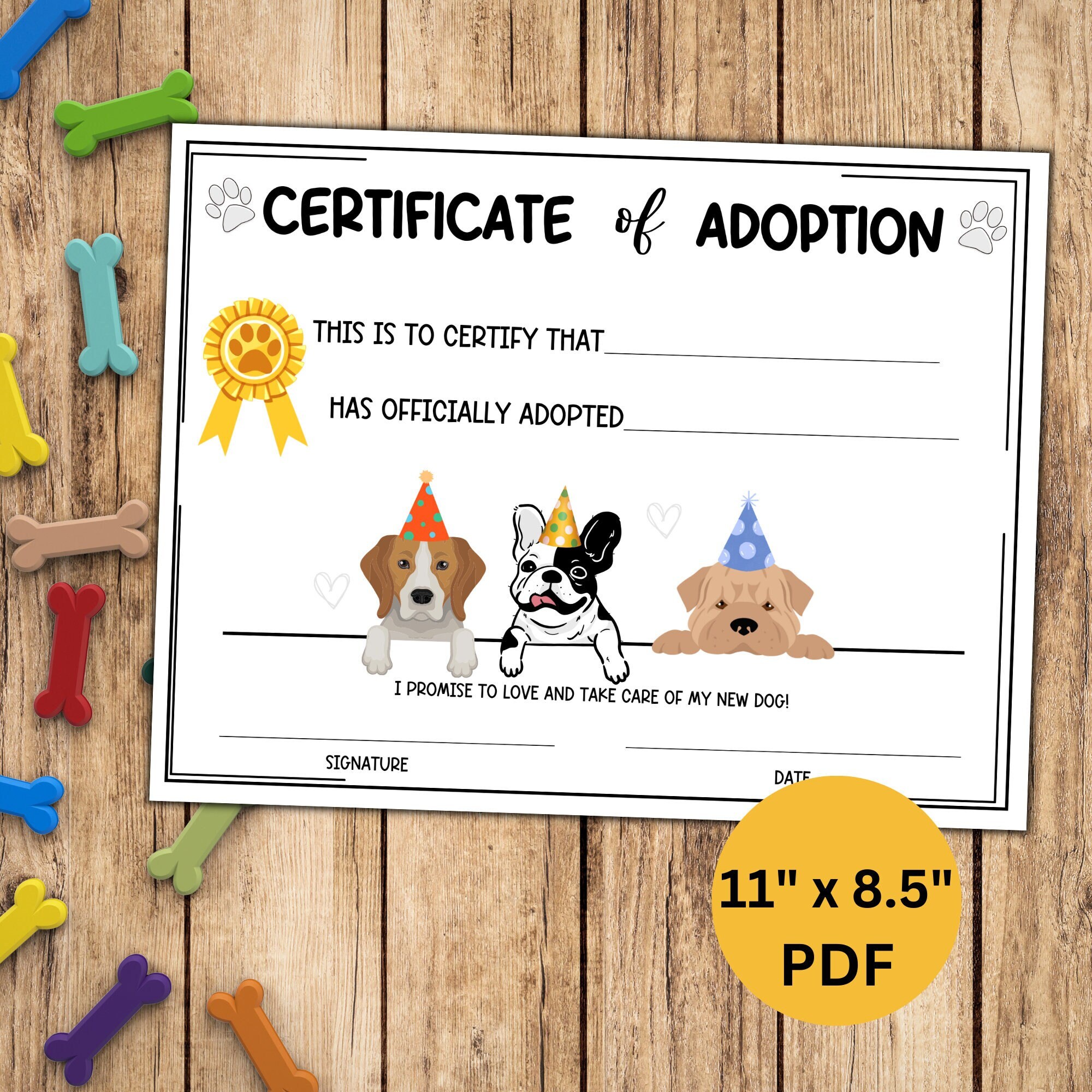 Lets Pawty Adoption Certificate Puppy Party Adoption Sign Pet Adoption ...