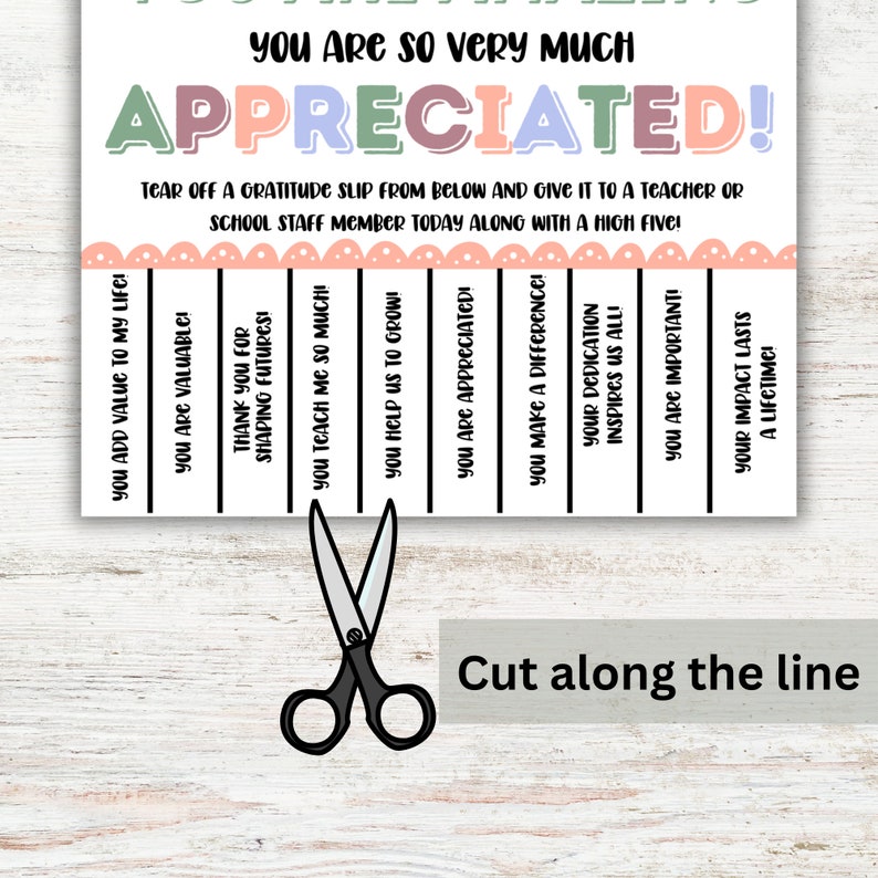 Teacher Appreciation Gift for Classroom Staff Thank You Note Gratitude ...
