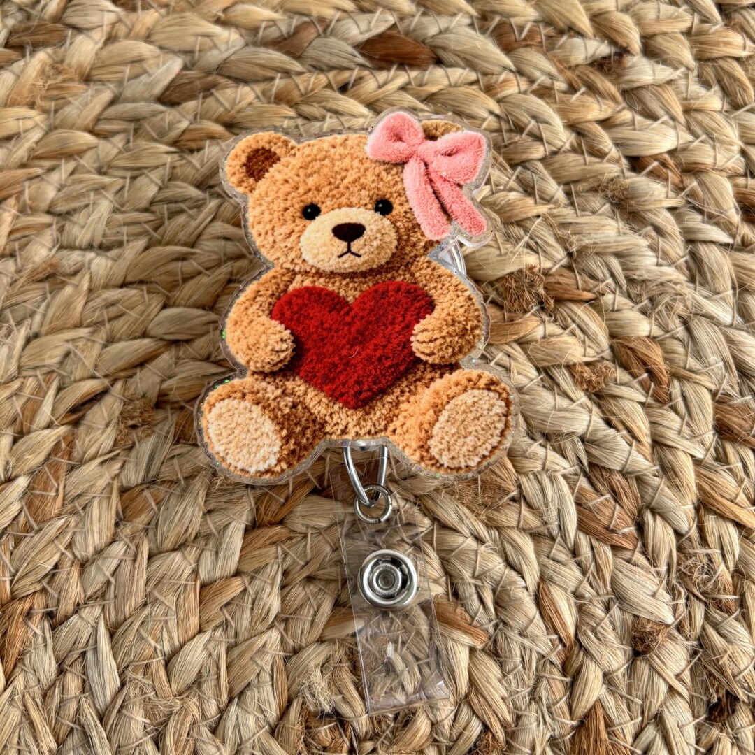 Teddy Bear Badge Reel Holder Id Card Retractable Clip Nurse Accessory ...
