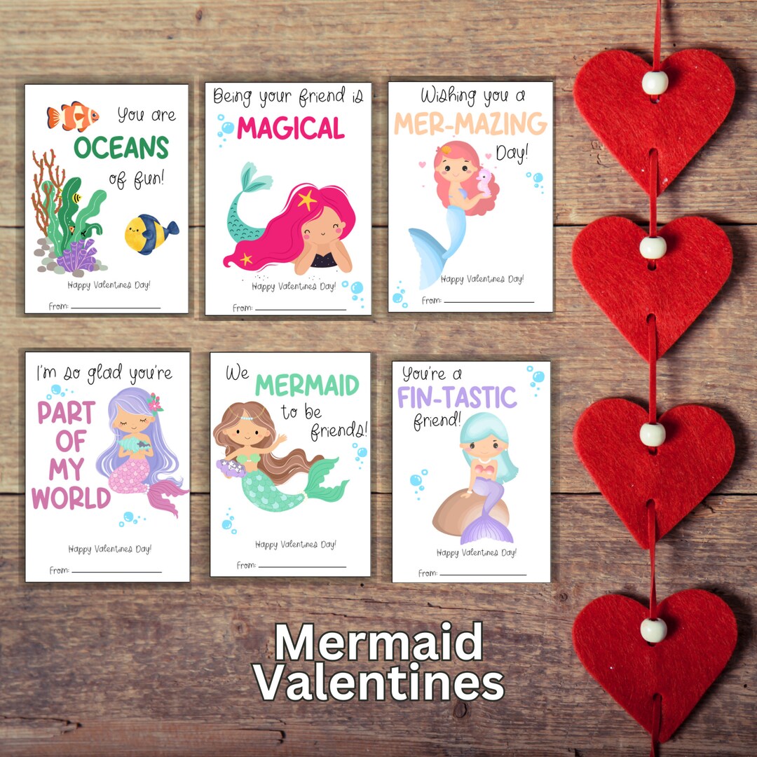 Mermaid Valentine Tags Printable Mermaid Class Tags Ocean Themed ...