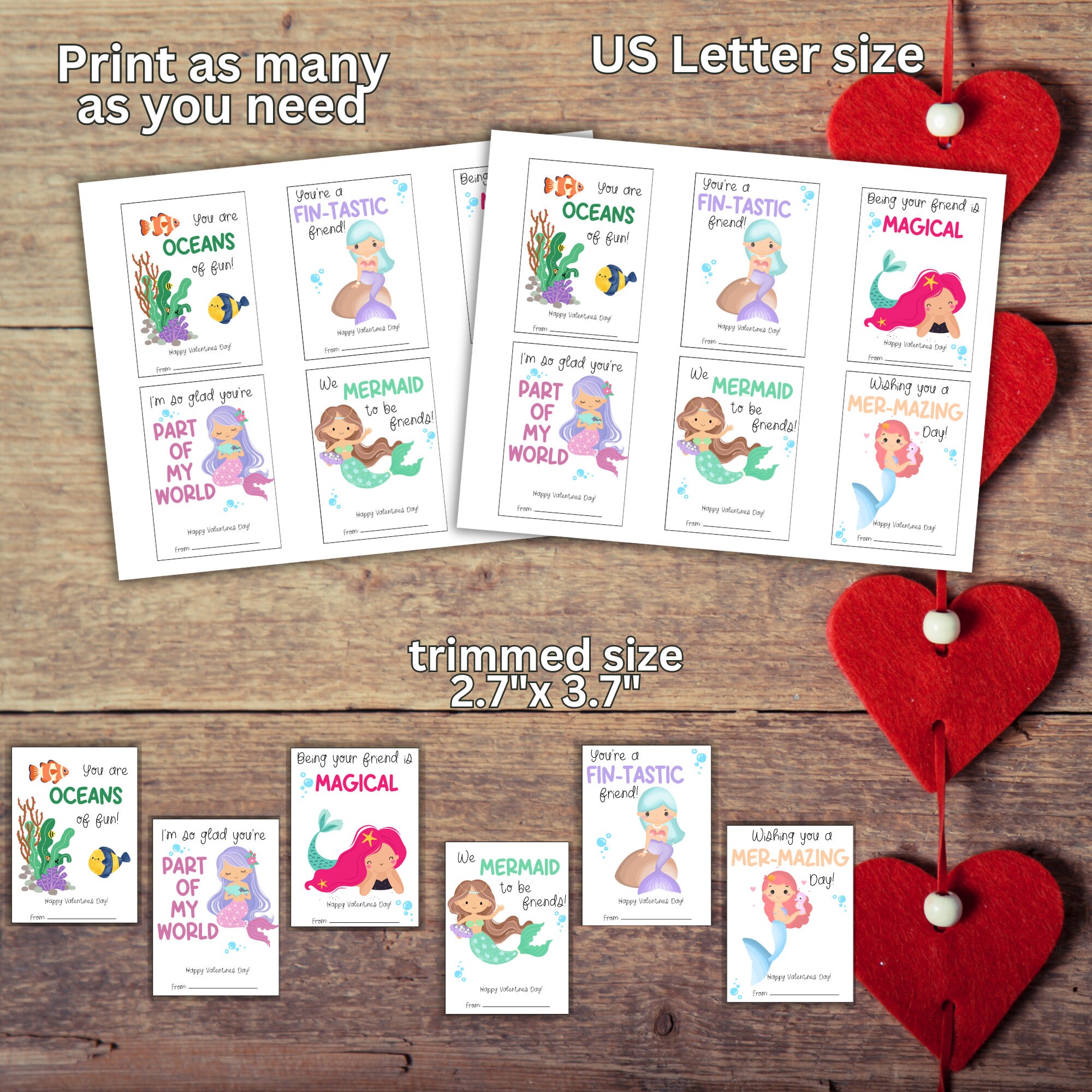 Mermaid Valentine Tags Printable Mermaid Class Tags Ocean Themed ...
