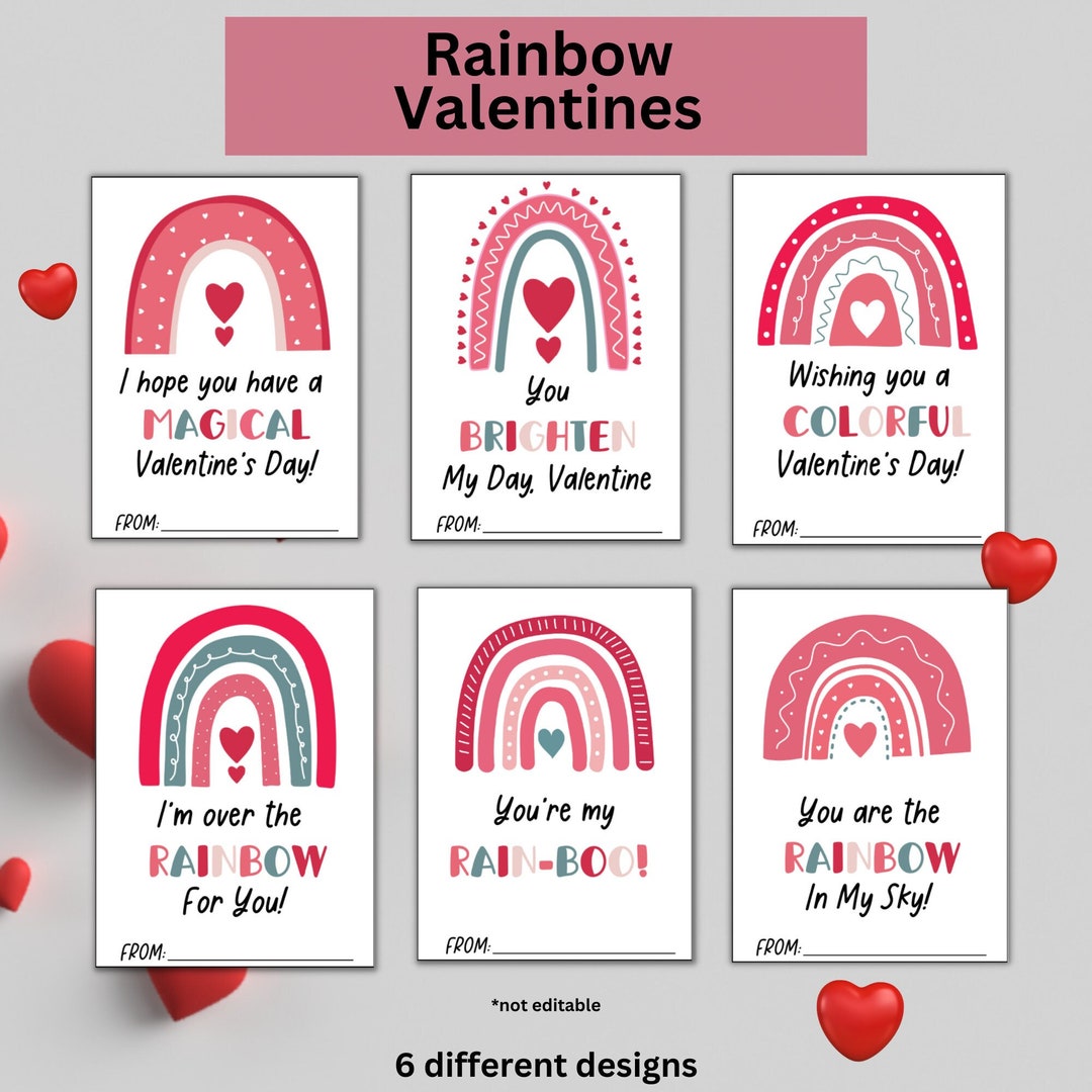 Rainbow's Valentine Cards Printable Valentine Cards Valentines ...