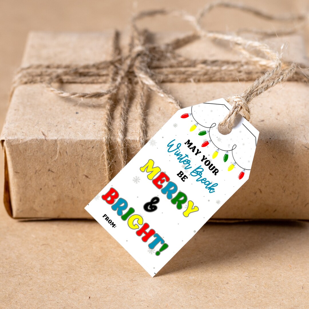 Merry and Bright Tag Christmas Gift Tag Holiday Favor Teacher School ...
