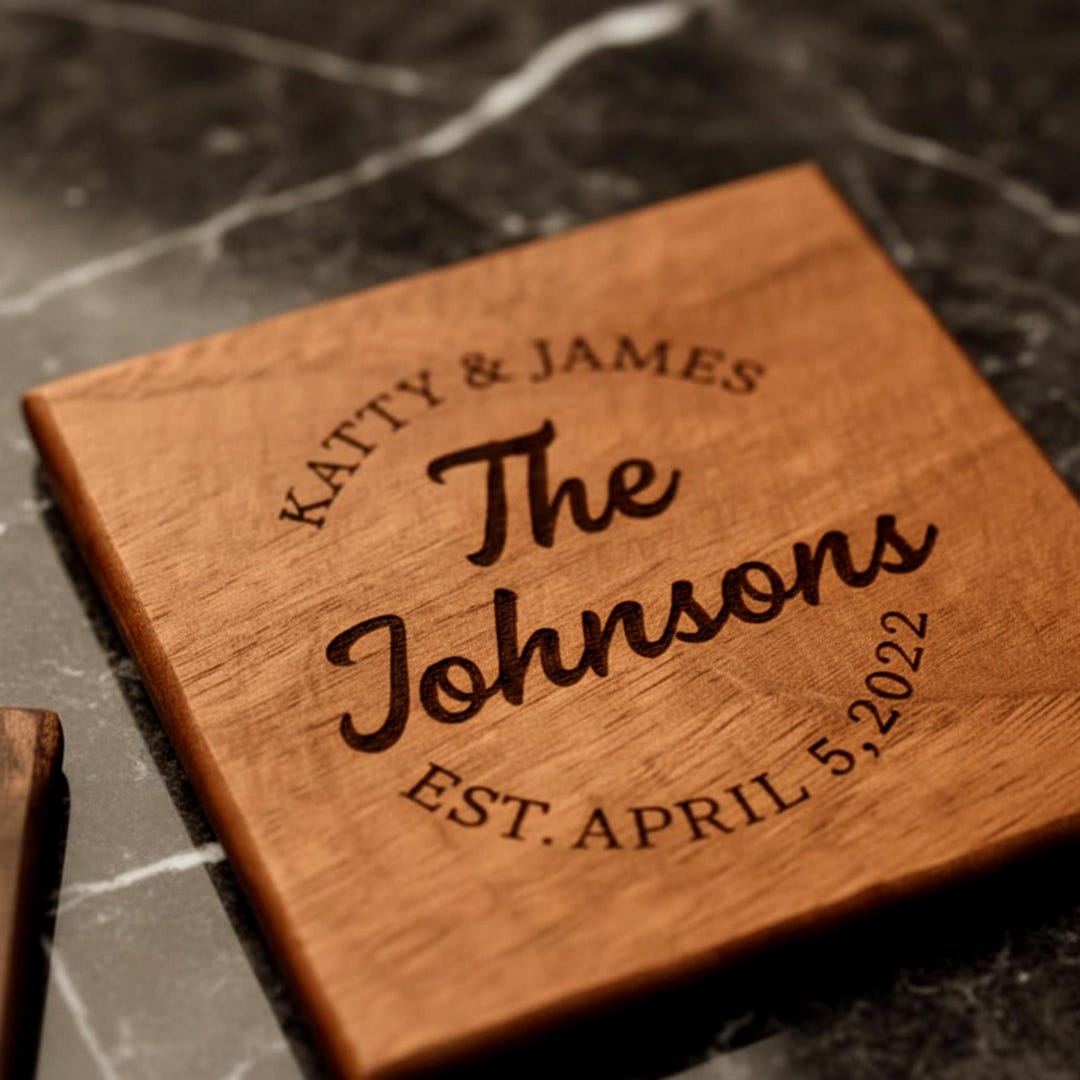Personalized Wooden Coaster Set – Custom Engraved Drink Coasters With ...