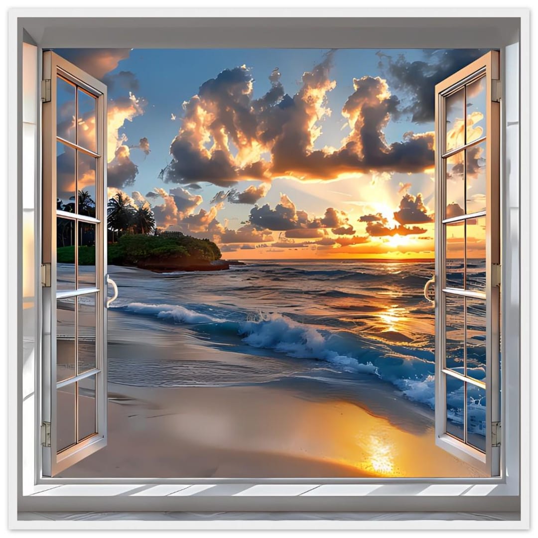 Window View Wall Art for Kids Room – Framed Poster for Nursery Decor ...