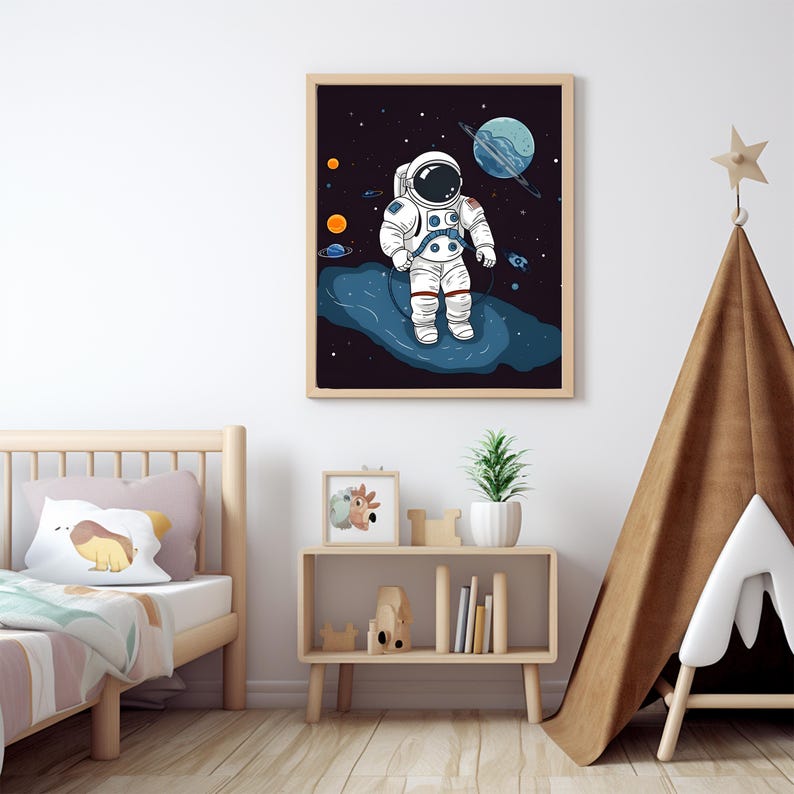 Printable Astronaut in Space – Digital Wall Art, Outer Space Print ...