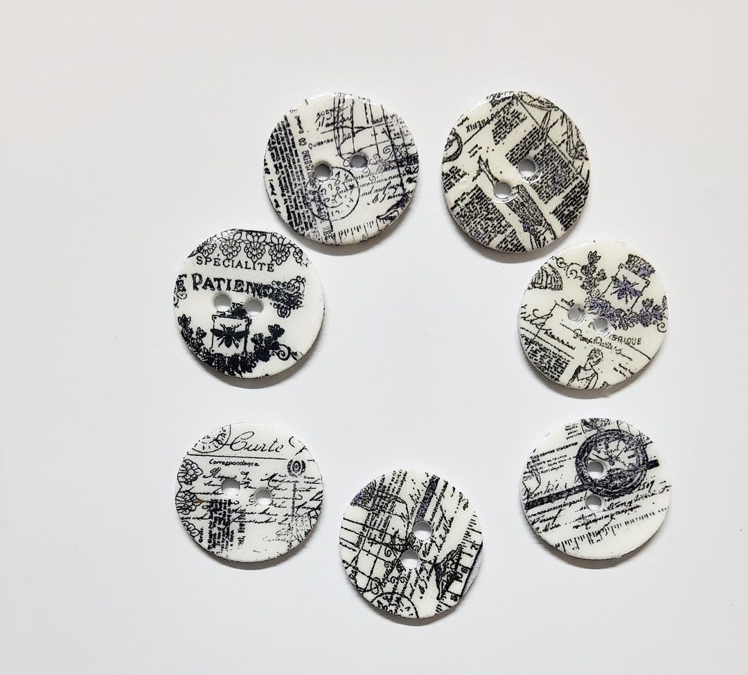 French Buttons Double Sided 7/8" Round - Set of 6 - Etsy