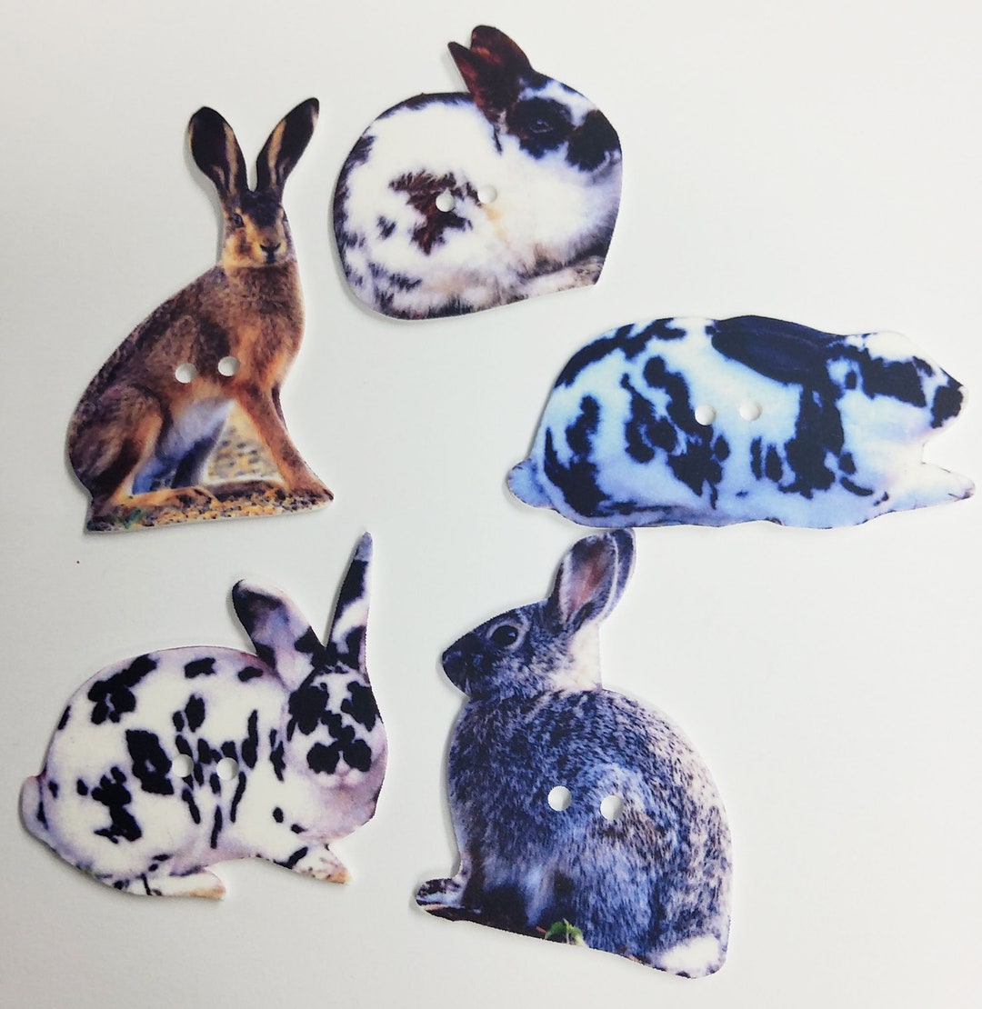 Rabbit Buttons # 100 - Set of 5 - Etsy