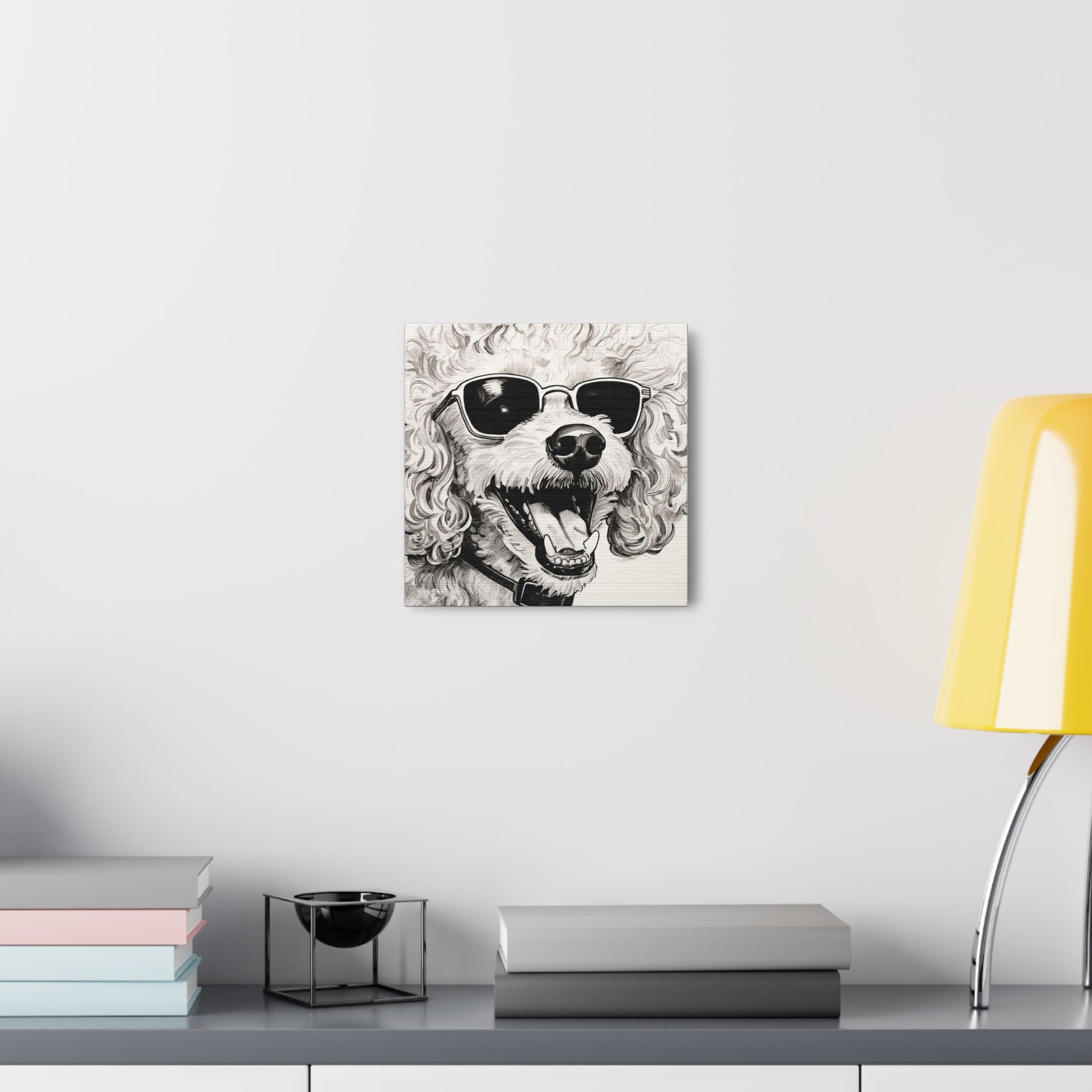 Happy Poodle Art Print Smiling Dog Portrait Canvas Dog Lover Gift Wall ...