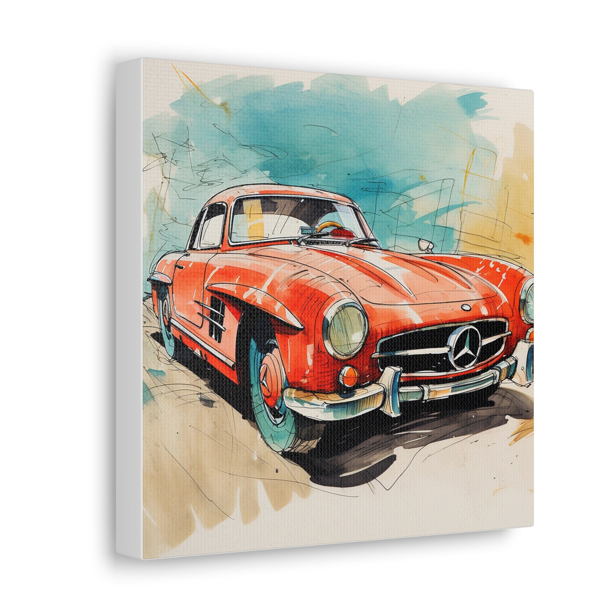 Vintage Art Print Mercedes-benz 300SL Classic Car Collector's Wall ...