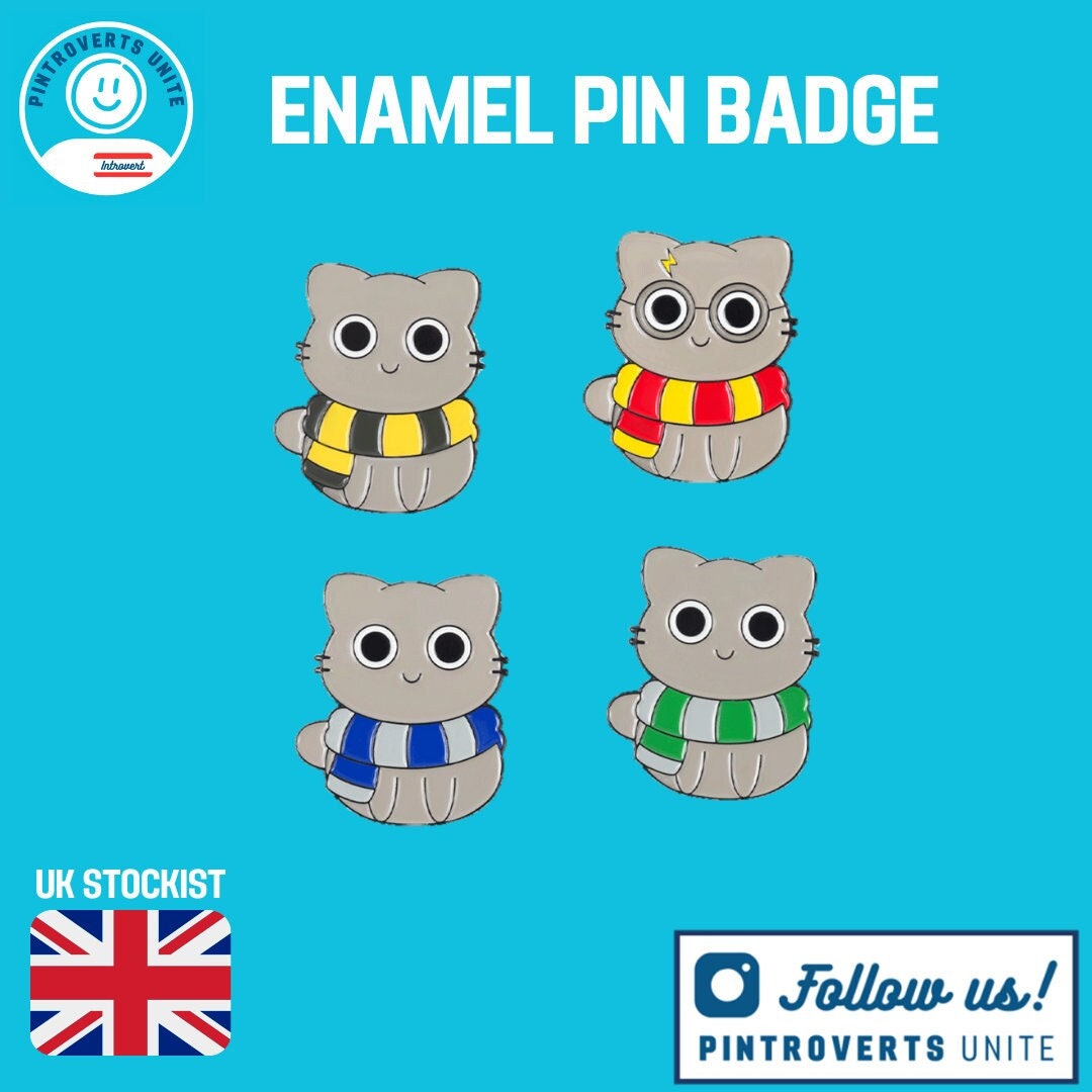 Harry Potter Houses Themed Cats | Enamel Pin Badge | Slytherin ...