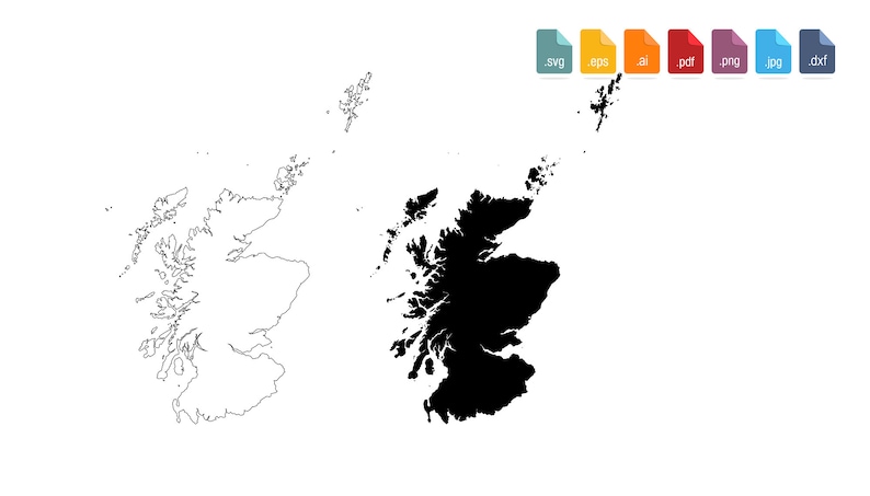 Scotland Map Svg, Eps, Ai, Pdf, Png, Jpg, Dxf, Cricut, Silhouette ...