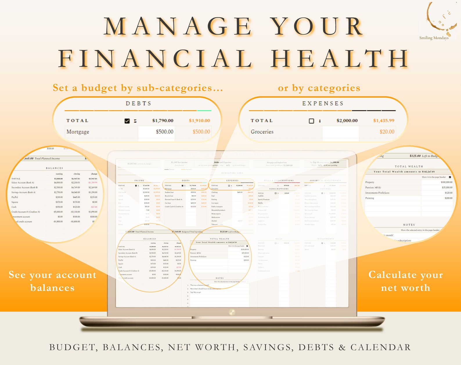 Monthly Budget Spreadsheet, Google Sheets Monthly Budget Planner ...