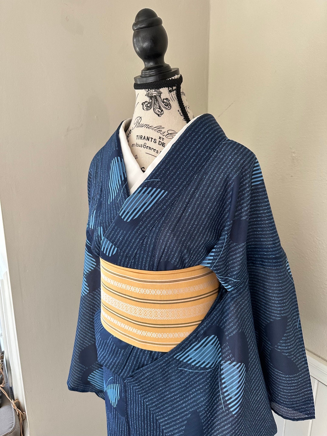 Kimono and Obi 2 Pc Set Authentic Japanese Kimono komon Ro and Hanhaba ...