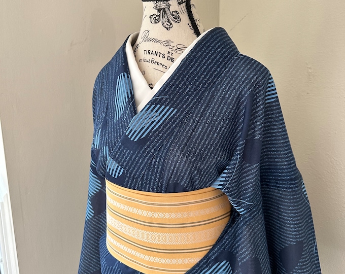 Kimono and Obi 2 Pc Set Authentic Japanese Kimono komon Ro and Hanhaba ...