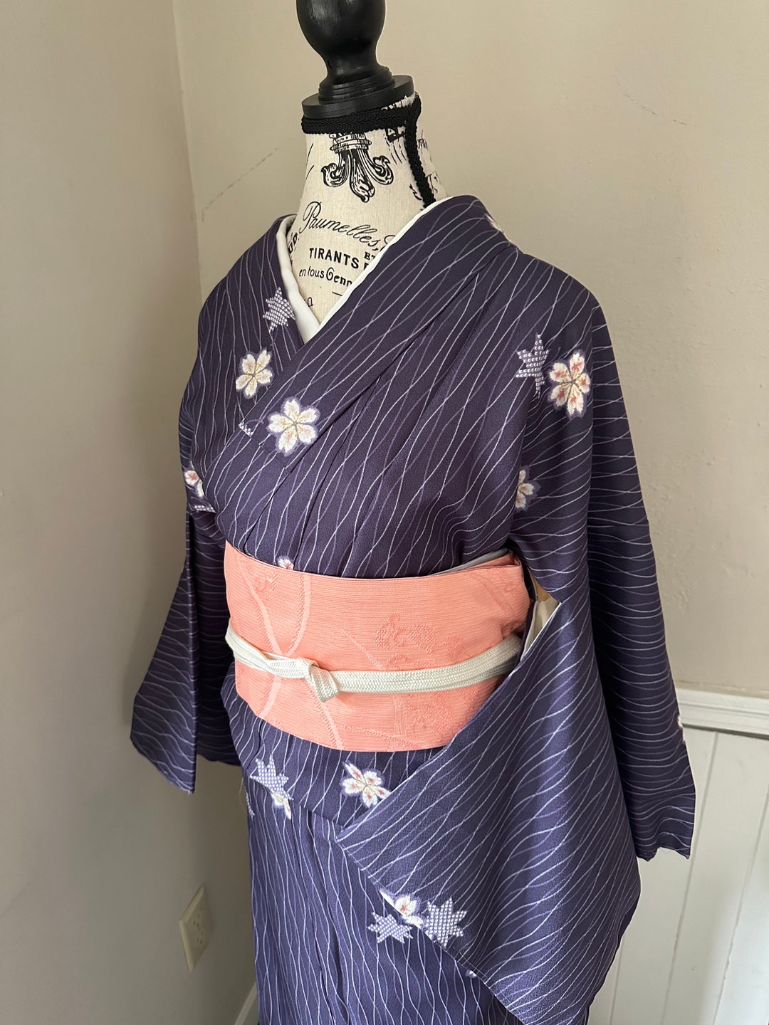 Kimono and Obi 3 Pc Set Authentic Japanese Kimono komon, Nagoya Obi and ...