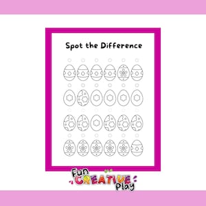 Easter Egg Spot the Difference Kids Printable Worksheet - Etsy