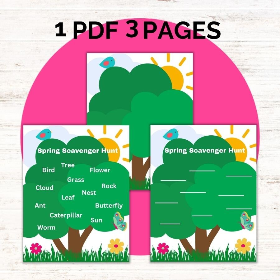 Cute Spring Scavenger Hunt Printable for Kids Nature Walk Outdoor Time ...