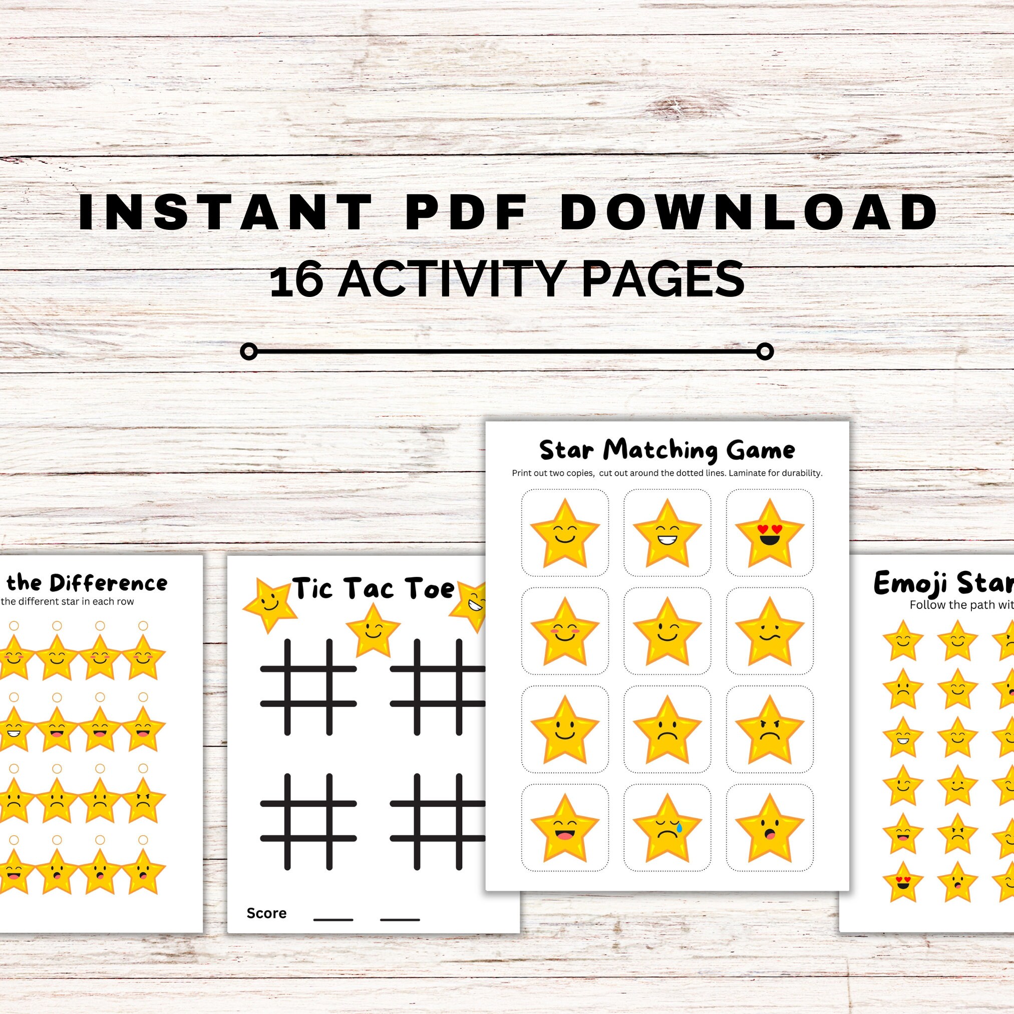 Star Emoji Activity Pack Printable Games for Car Rides, Vacation, or ...