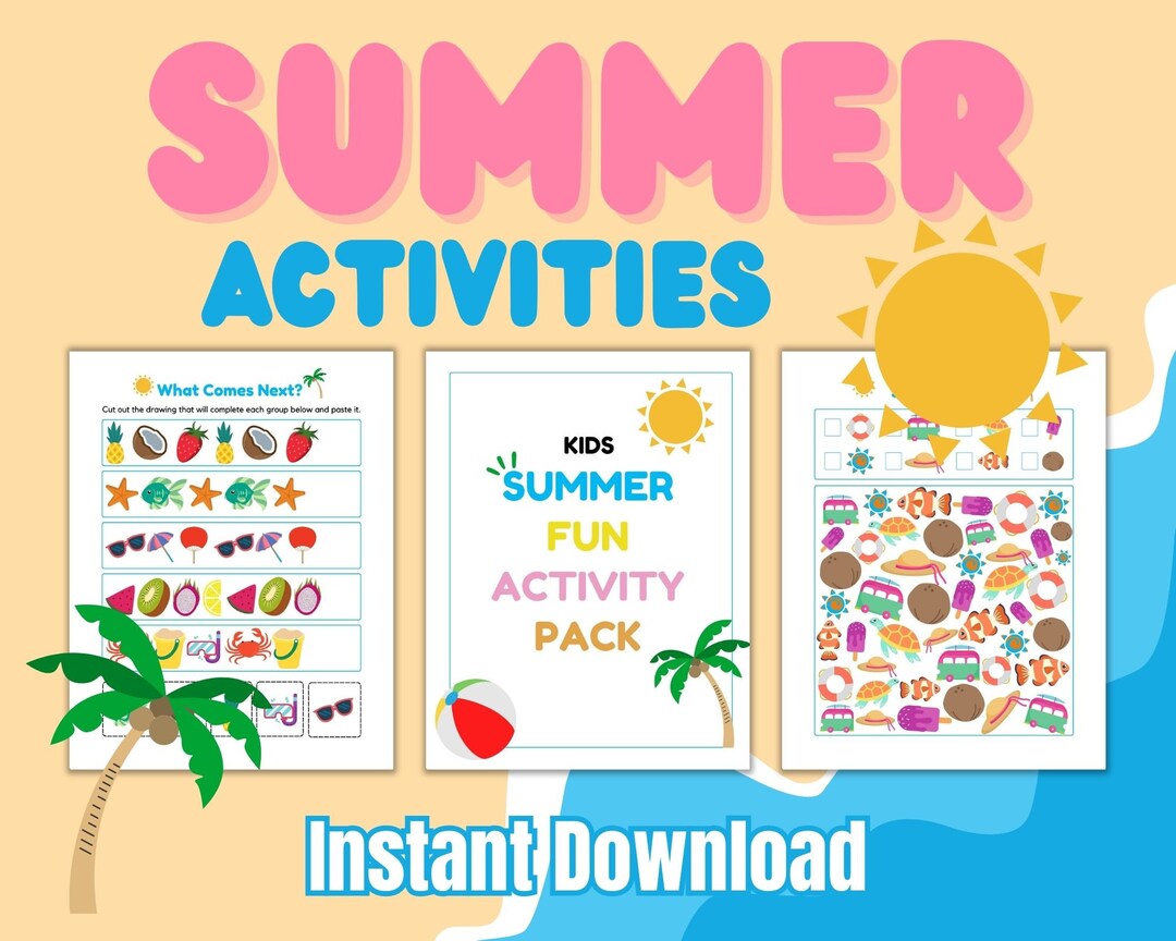 14 Summer Vacation Fun Activity Pack for Kids PDF Instant Download - Etsy