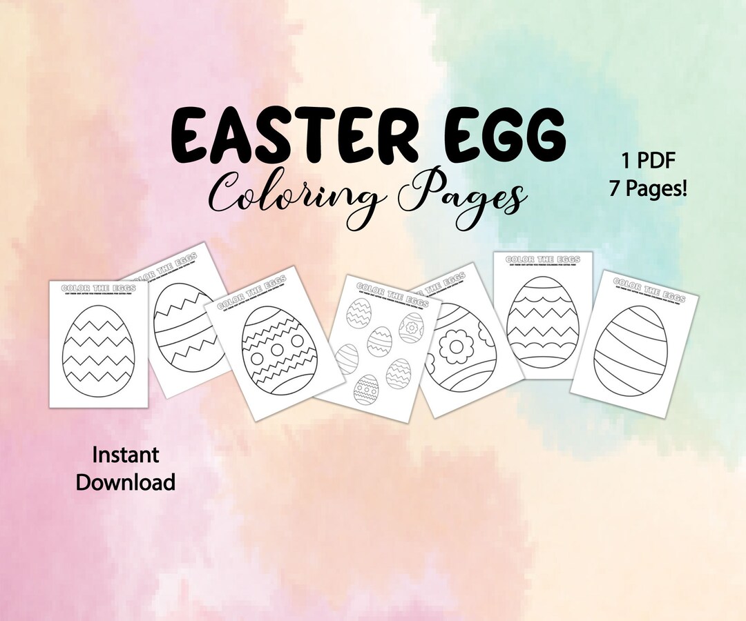 6 Easter Egg Coloring Pages Printable Download for Kids - Etsy